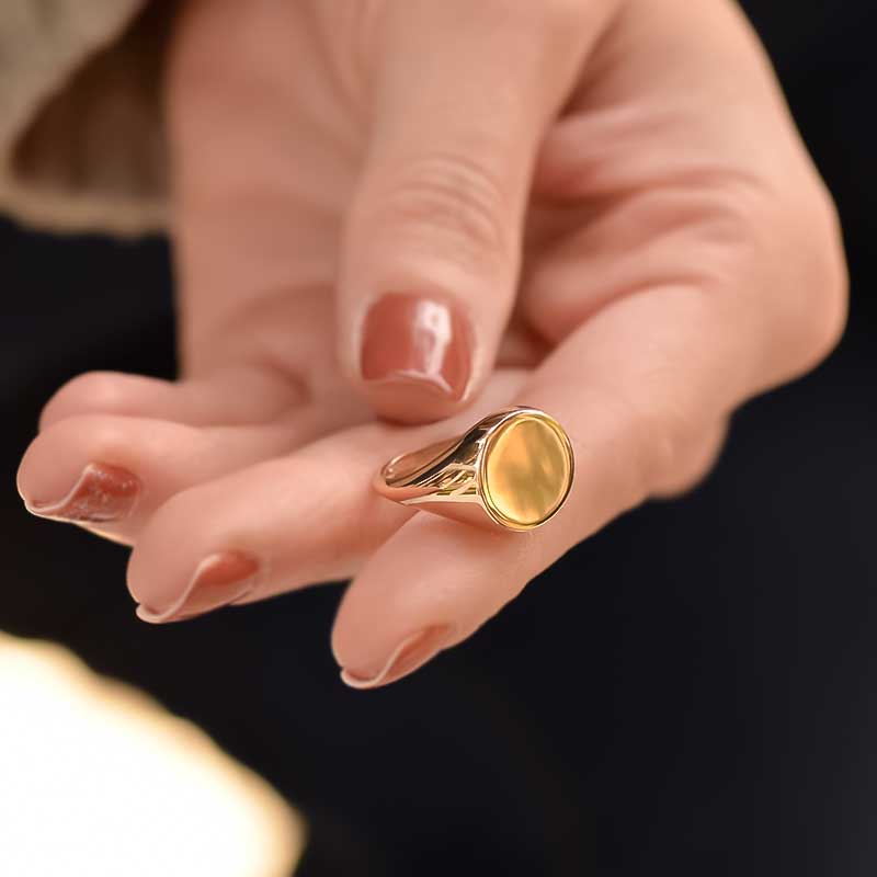 14 Ayar Altın Plaka Form Bayan Yüzük, Taşsız Yüzük