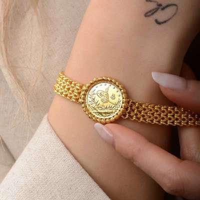 Yarım Reşatlı Dorikalı Altın Zincir Bileklik, Taşsız Bileklik